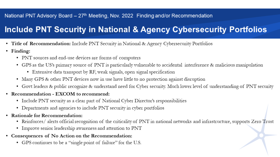 PNT Security is Part of Cybersecurity - Pending Advisory Board ...